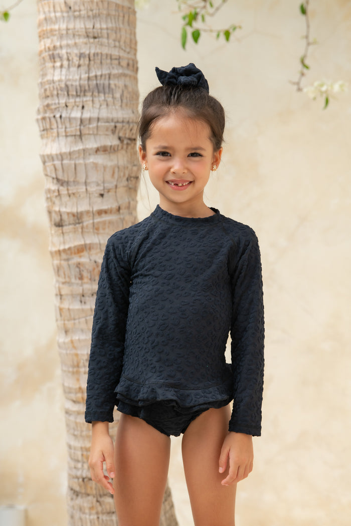 Mini Annie Rashie Set 02 - Textured Leopard Charcoal